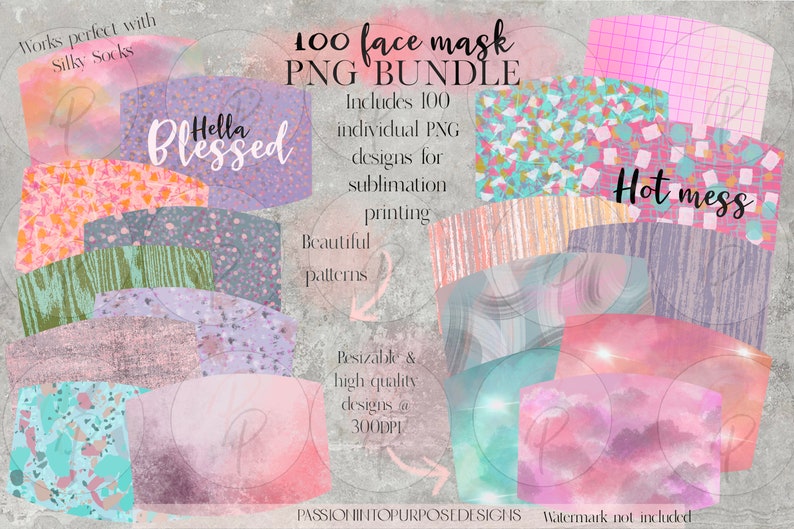 100 Face Mask Designs | Sublimation Face Mask PNG | - Etsy