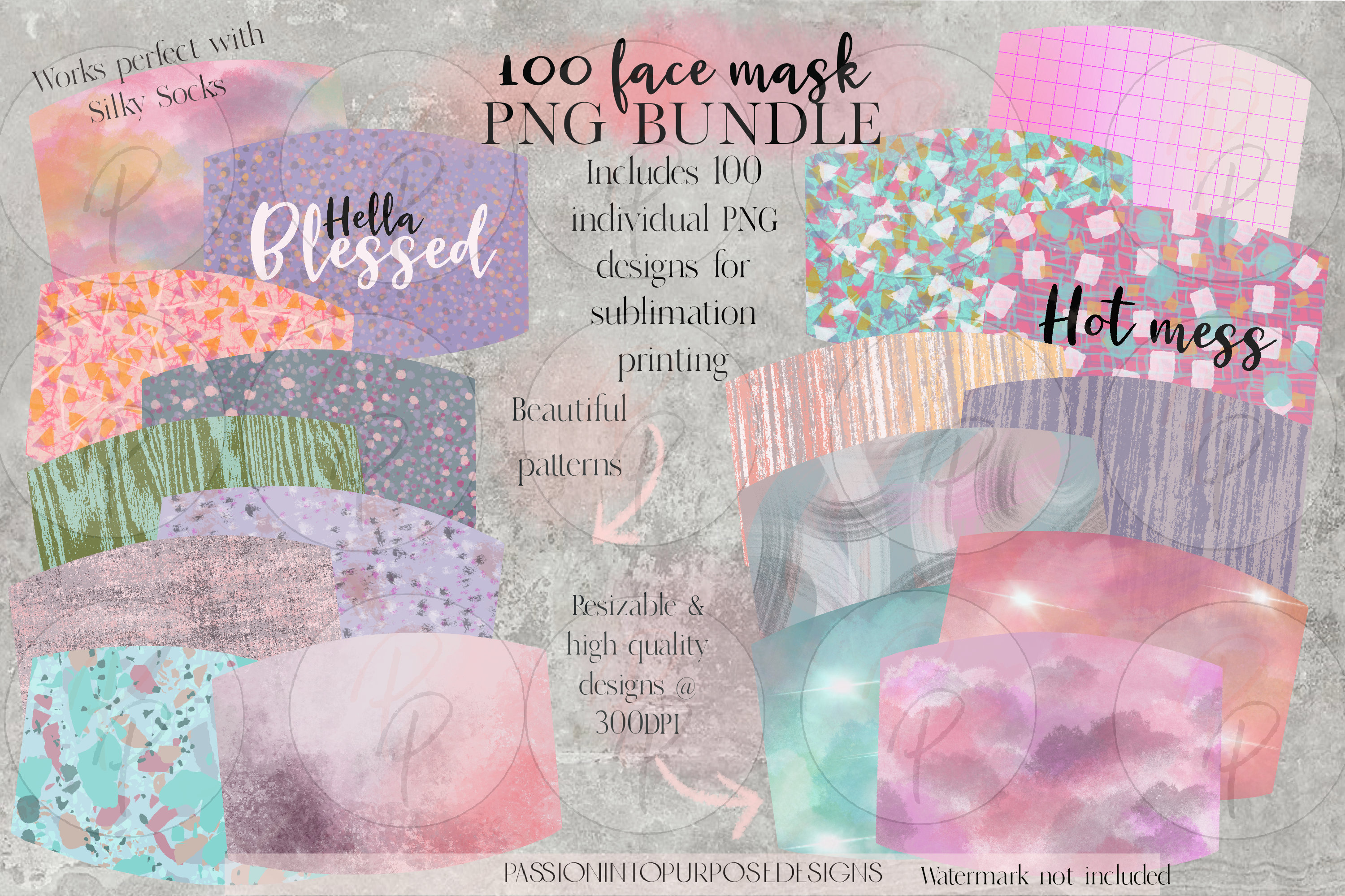 100 Face Mask Designs Sublimation Face Mask PNG - Etsy