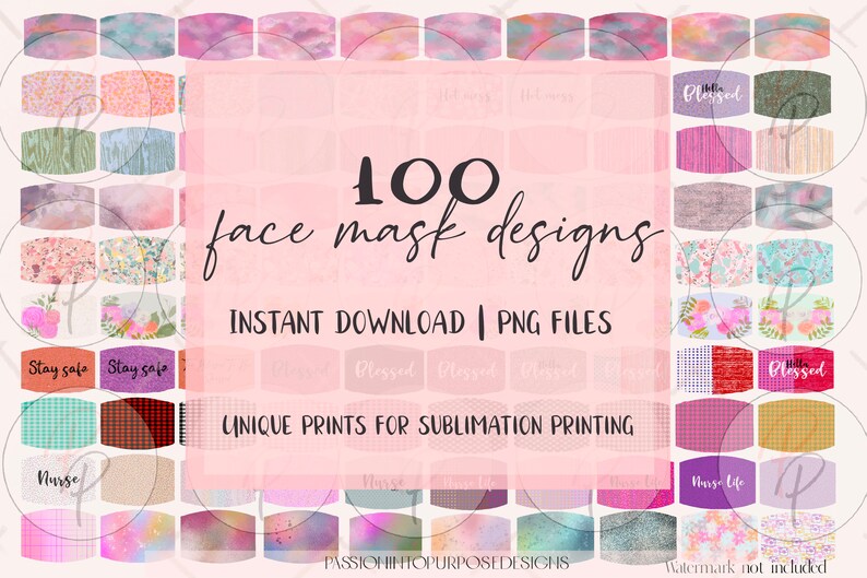 100 Face Mask Designs | Sublimation Face Mask PNG | - Etsy