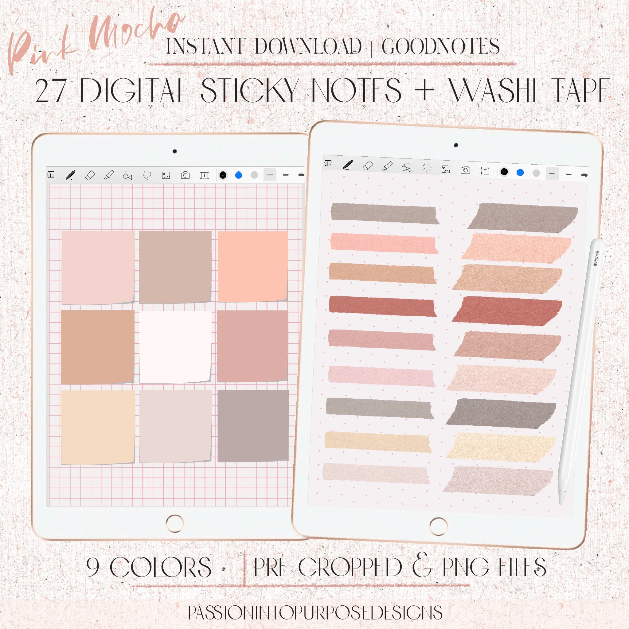 Embellishments Scrapbooking Digital Sticky Notes Goodnotes 82 Neutral ...