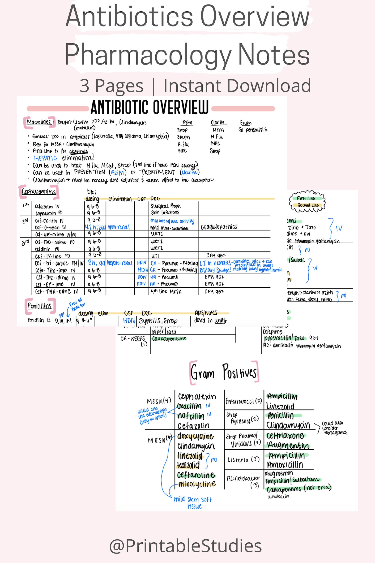 Antibiotic Pharmacology Notes Infectious Disease Nursing | Etsy