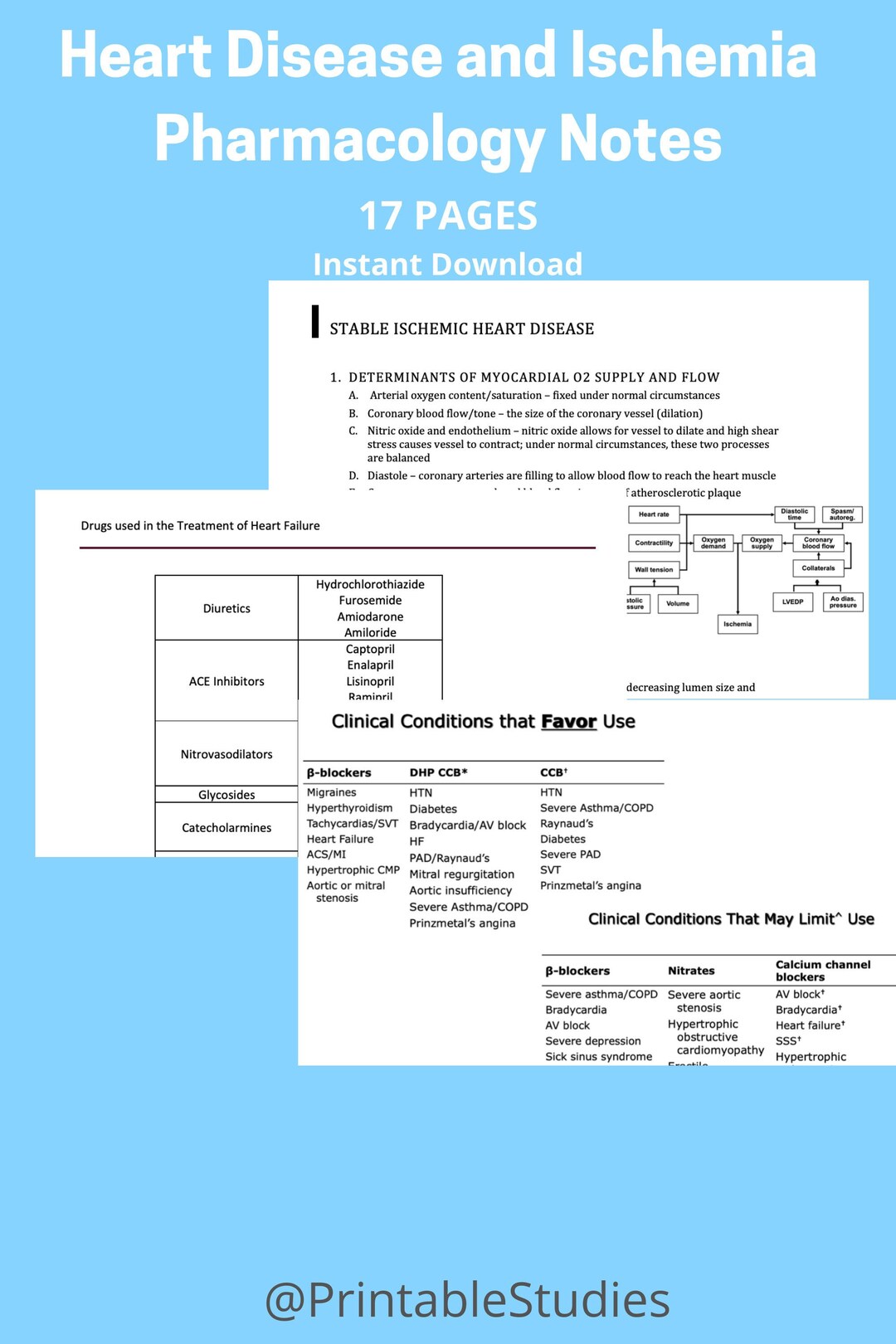 Heart Disease and Ischemia Pharmacology Notes, Pharmacology for Nursing ...