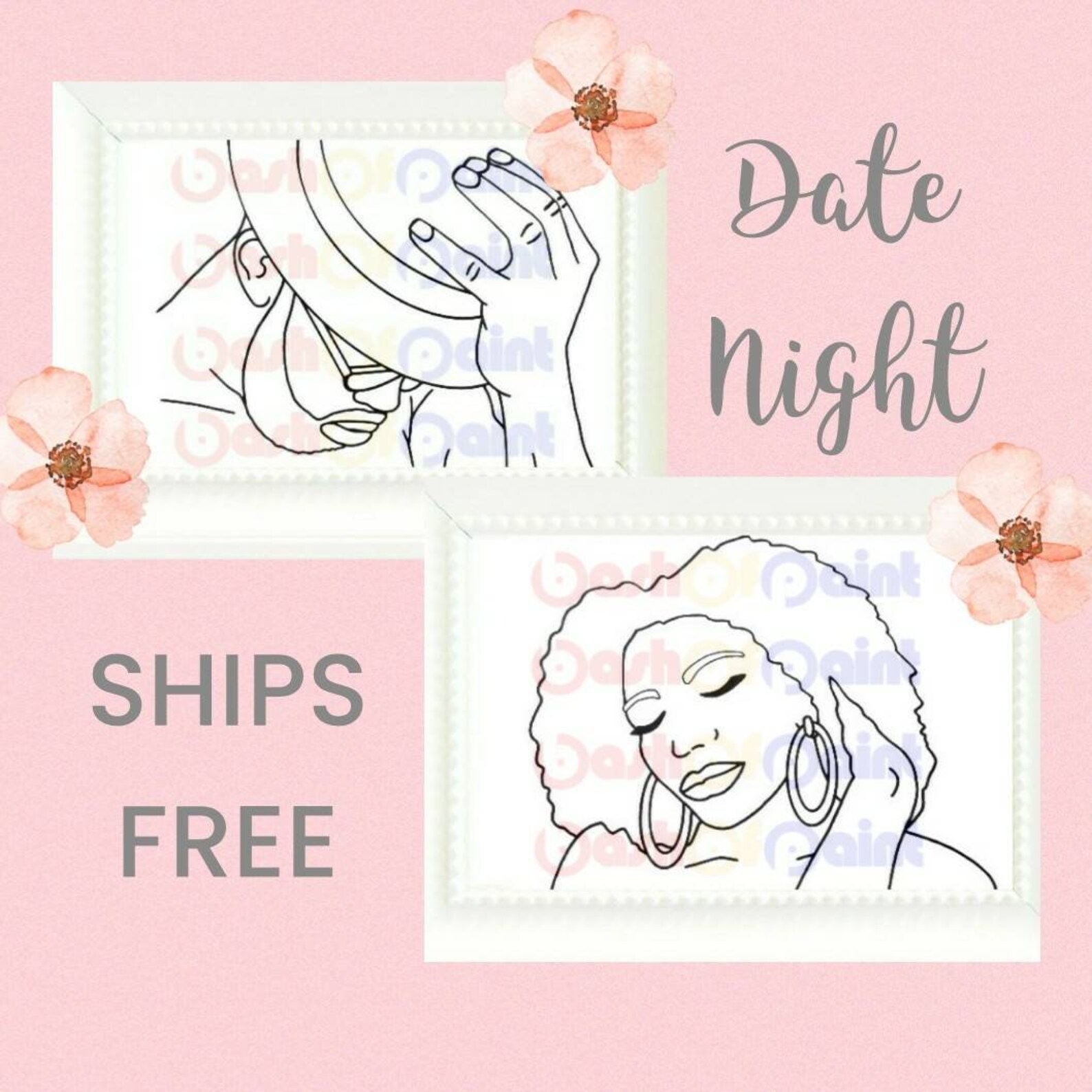 Couples Date Night Box Pre Drawn Canvas Adult Art Kit DIY | Etsy