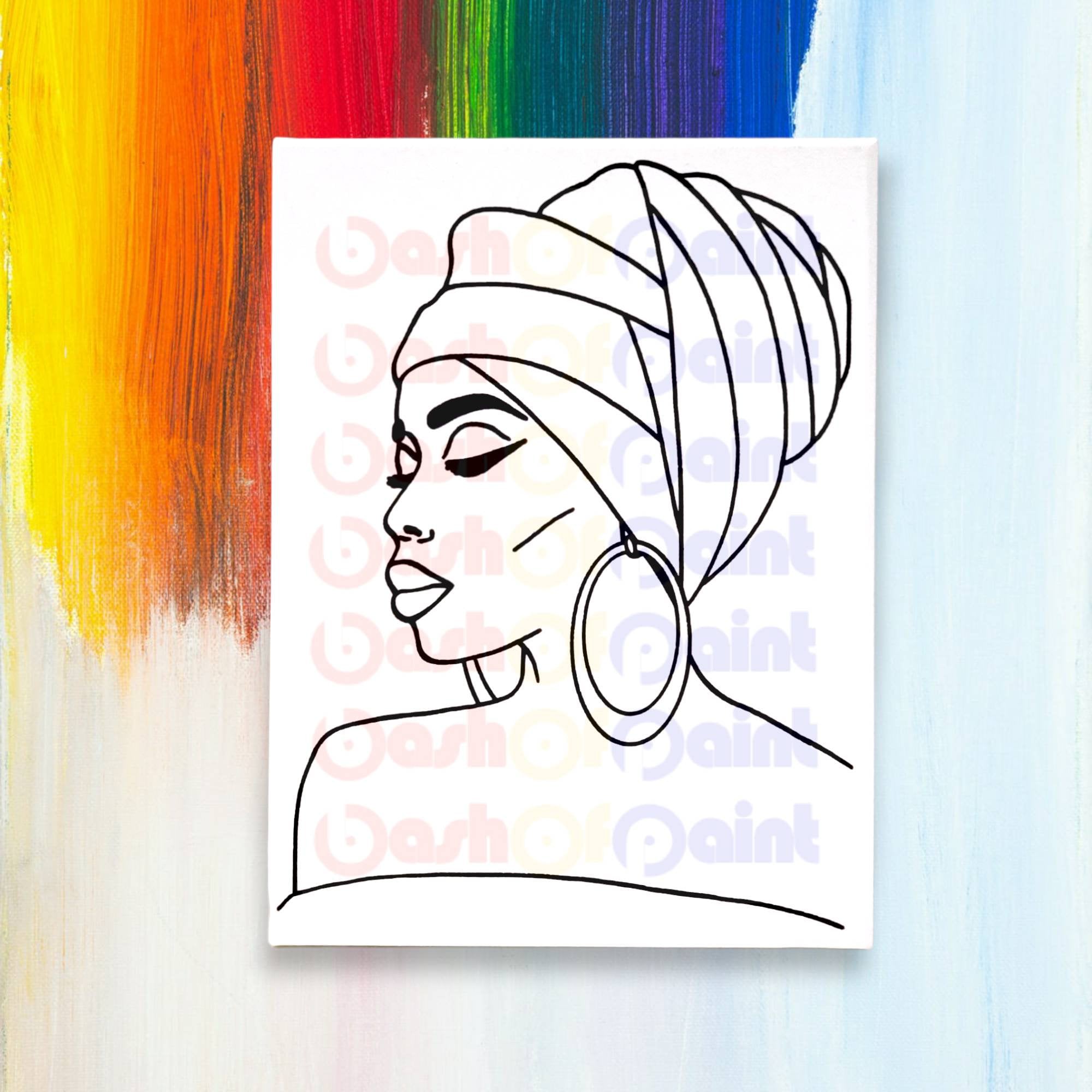 Predrawn Canvas Outlined Sketch for Painting, DIY Paint Sip Party Kit ...
