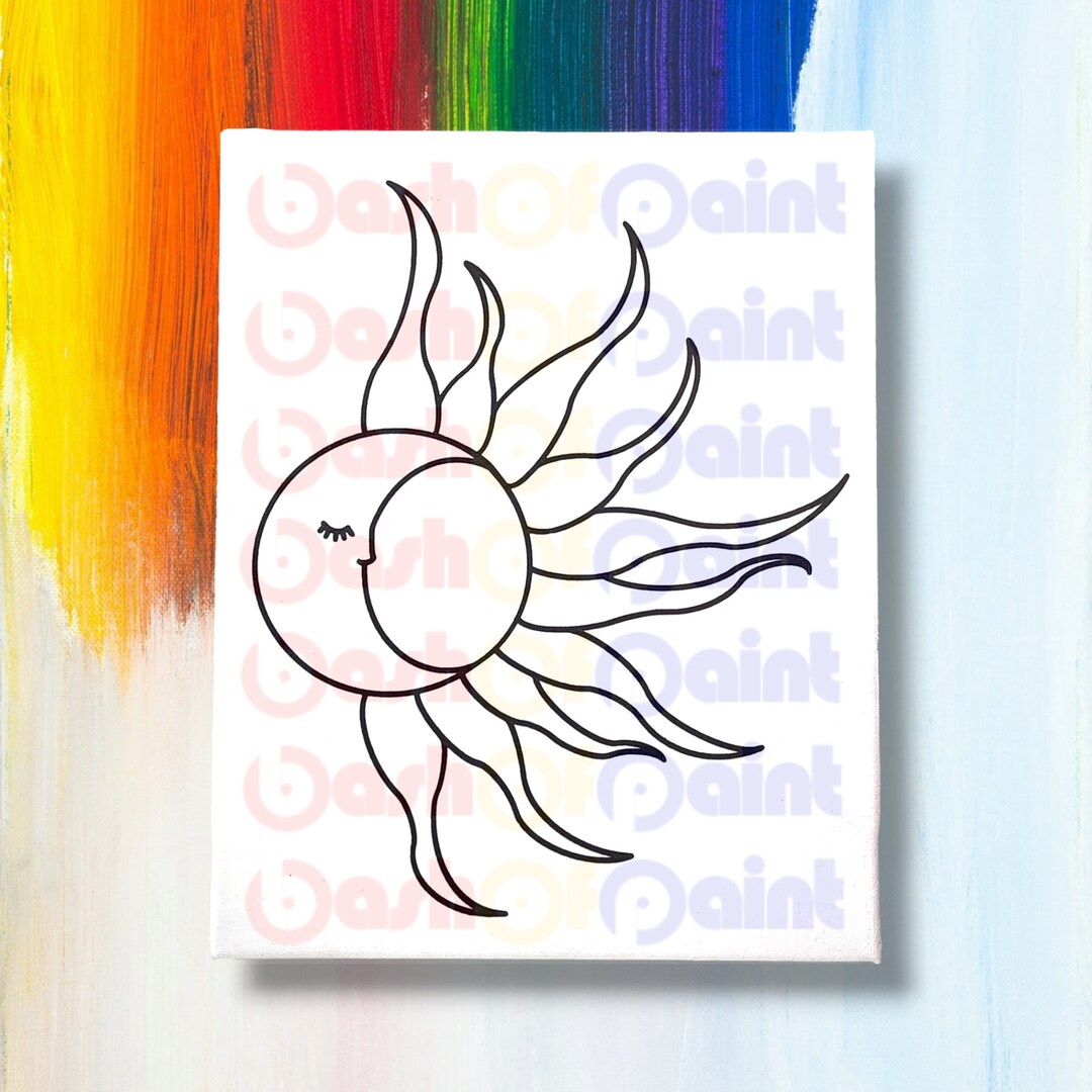 Eclipse Predrawn Canvas Outlined Sketch, DIY Sip Paint Party Kit ...