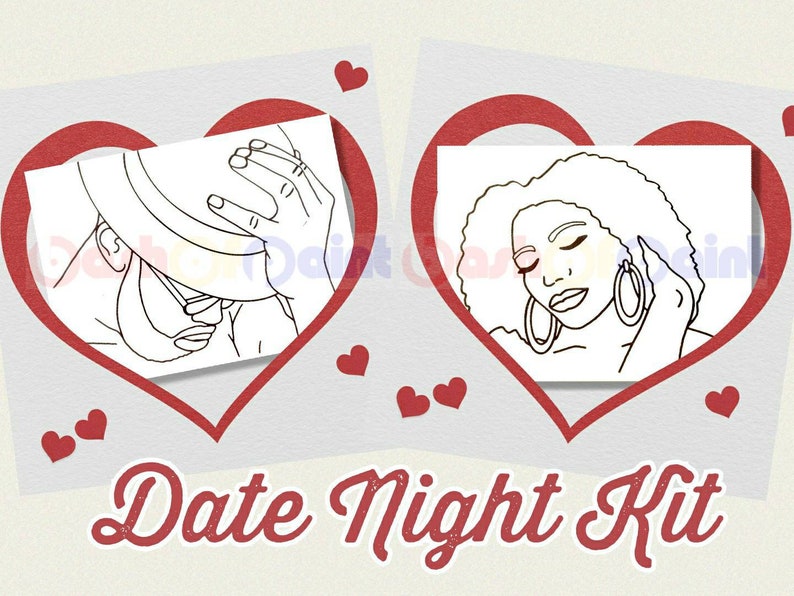 Couples Date Night Box Pre Drawn Canvas Adult Art Kit DIY - Etsy