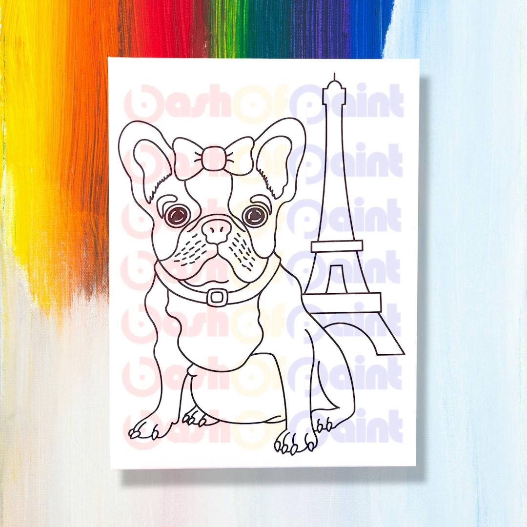Frenchie Paris Predrawn Canvas Paint Sip Party Kit, Pre Sketched ...