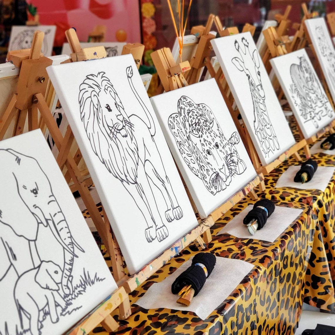 Lion PreDrawn Canvas Sketch Outline/Paint Kit Available/Jungle | Etsy