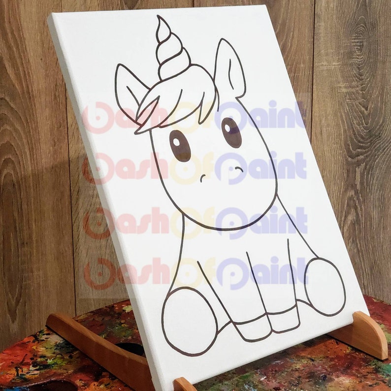 Kids Predrawn Canvas Outlined Sketch, Presketched DIY Paint Sip Party ...