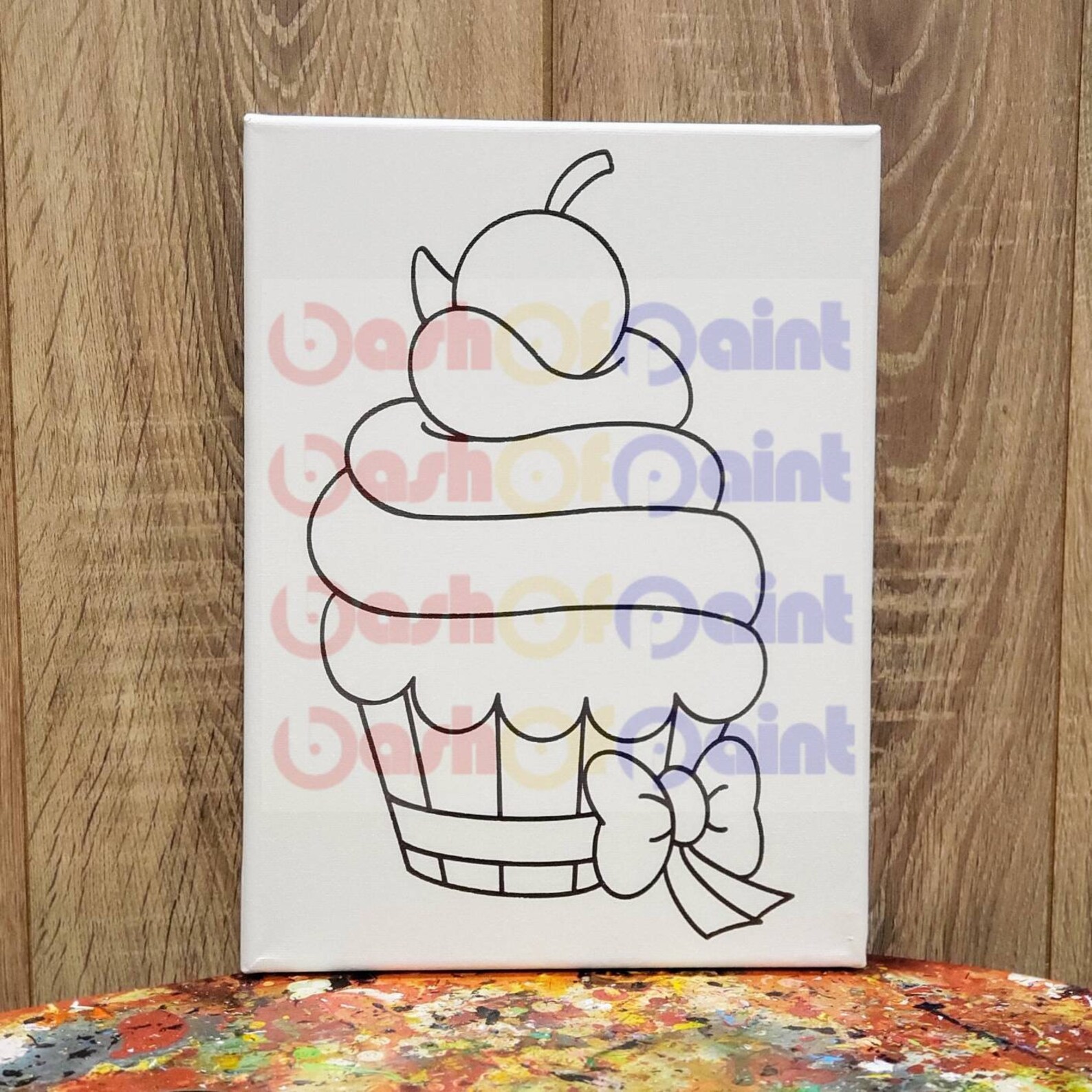 Cupcake Predrawn Canvas Sketch Outline DIY Paint Sip Party - Etsy