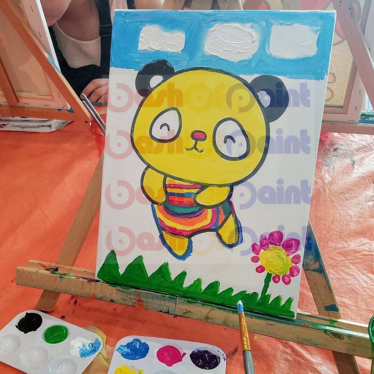 Panda Bear Predrawn Canvas Outlined Sketch, DIY Paint Sip Party Kit ...