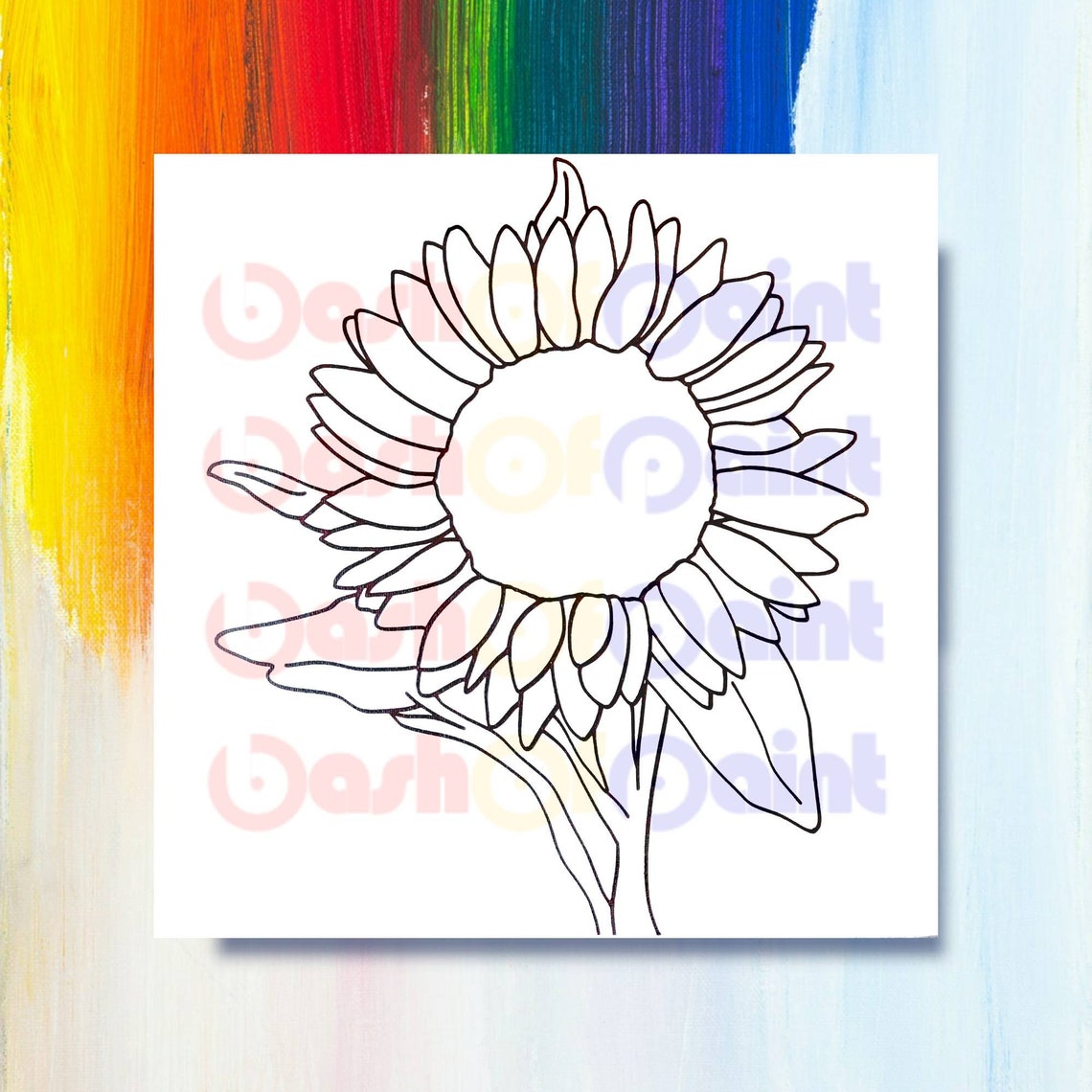 Sunflower Pre-drawn Canvas Sketch Paint Sip Party Kit | Etsy