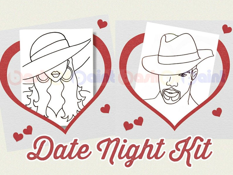 Couples Date Night Kit Predrawn Canvas Adult Art Kit DIY - Etsy