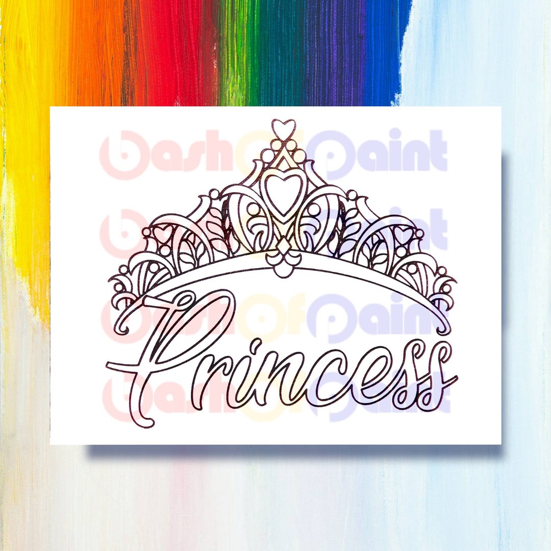 Princess Predrawn Canvas Outline Sketch, DIY Sip Paint Party Kit, Kids ...