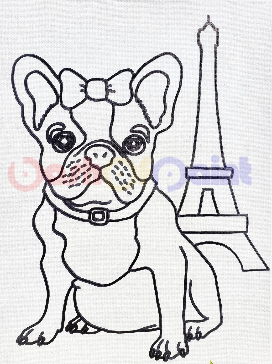 Frenchie Paris Predrawn Canvas Paint Sip Party Kit Pre | Etsy