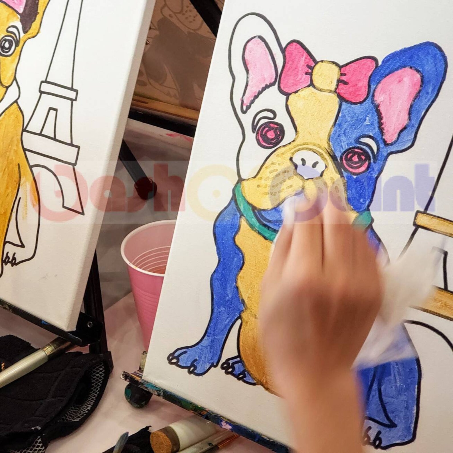 Frenchie Paris Predrawn Canvas Paint Sip Party Kit Pre - Etsy