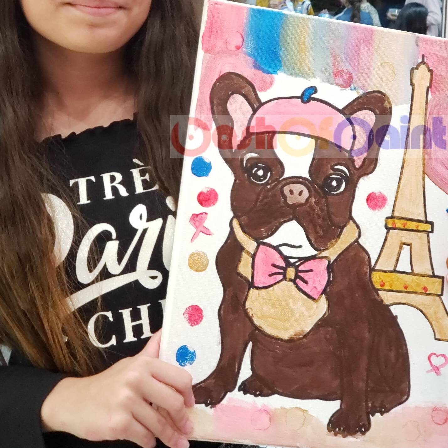 Frenchie Paris Predrawn Canvas Paint Sip Party Kit Outlined | Etsy UK