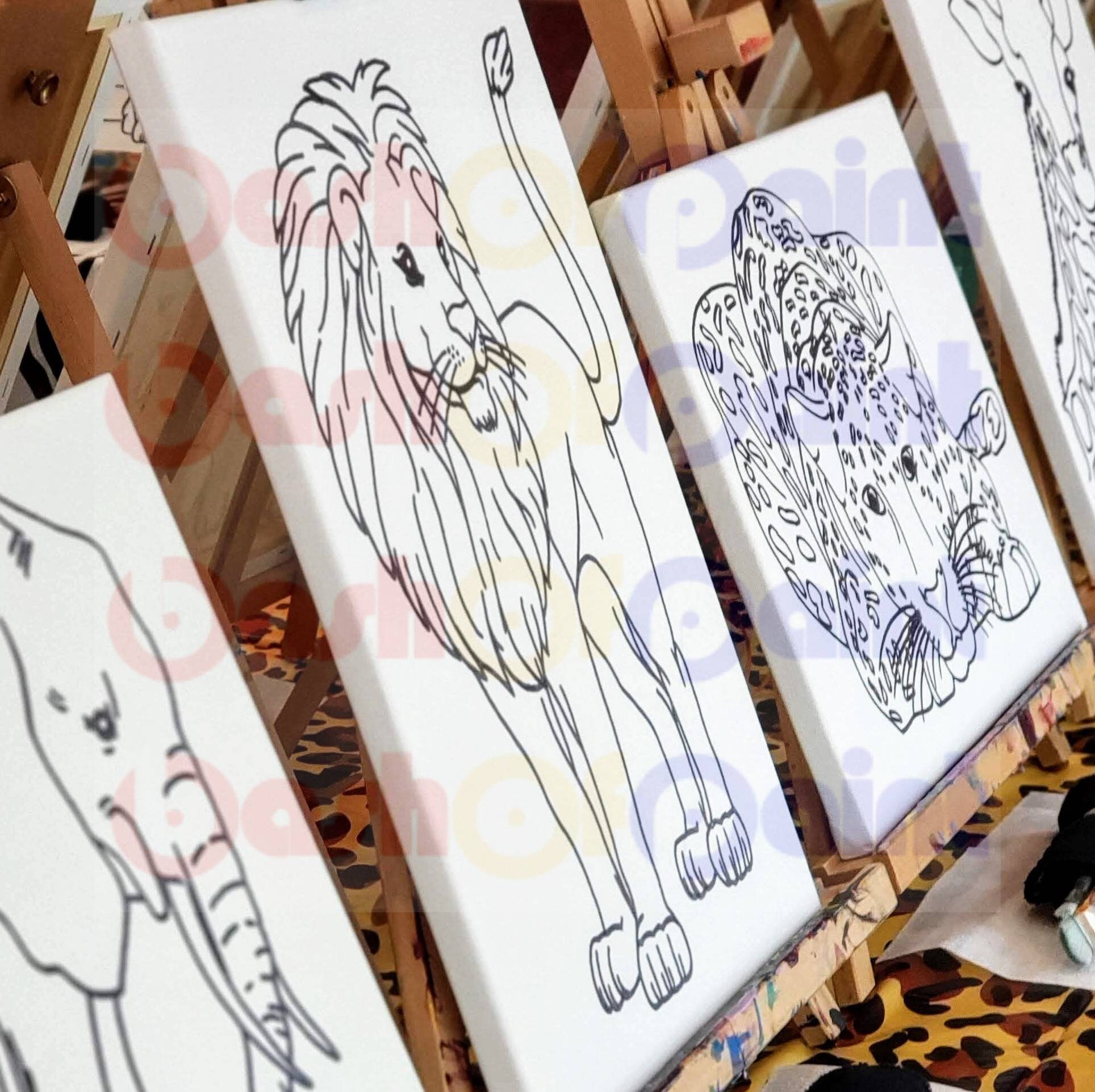 Lion PreDrawn Canvas Sketch Outline/Paint Kit Available/Jungle | Etsy