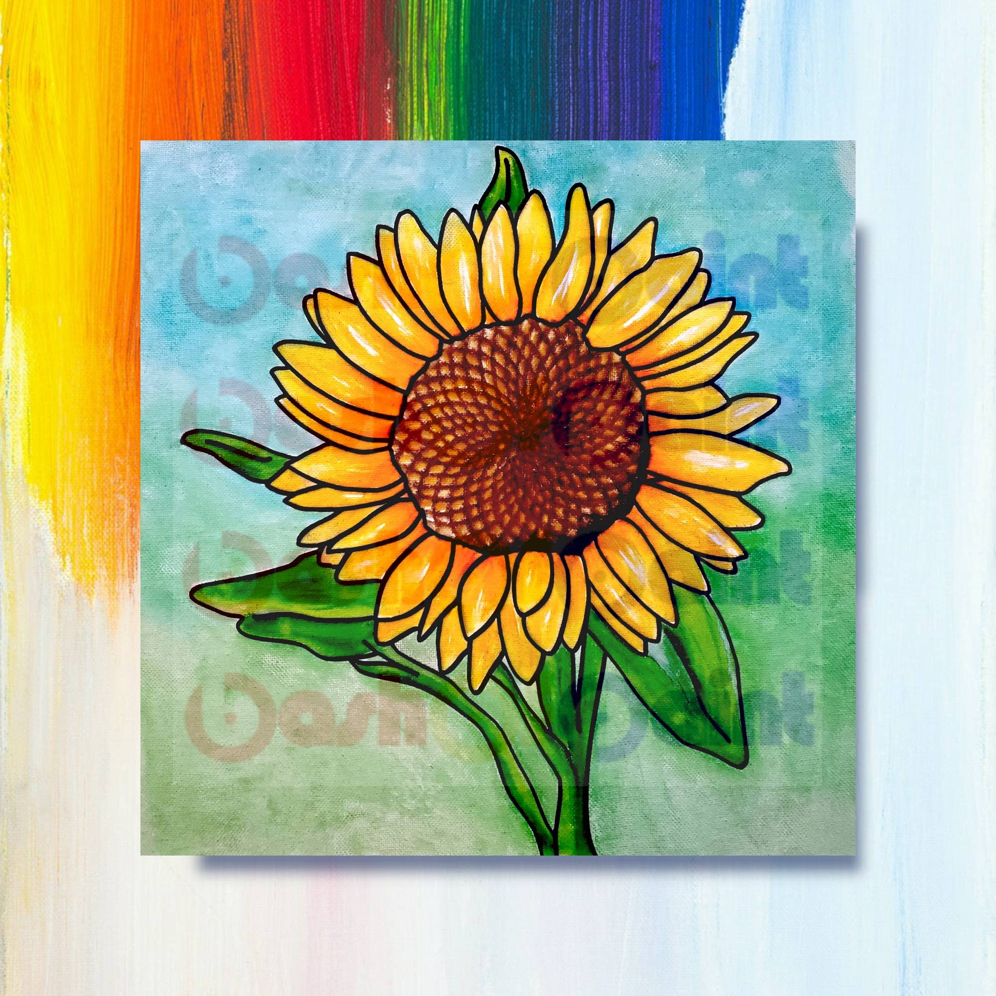 Sunflower Pre-drawn Canvas Sketch Paint Sip Party Kit | Etsy