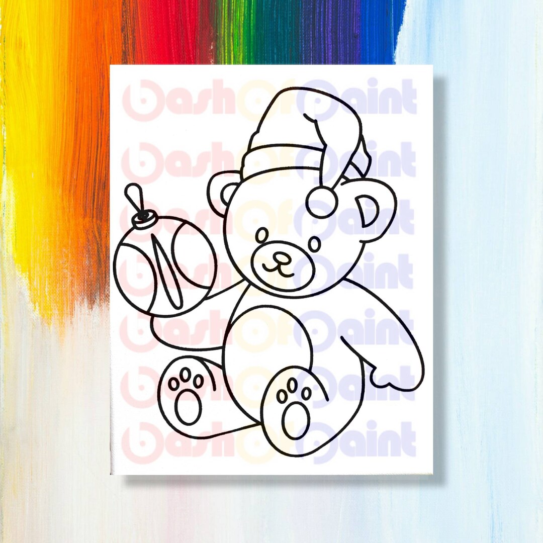 Christmas Predrawn Canvas Outline Sketch, DIY Paint Sip Party ...