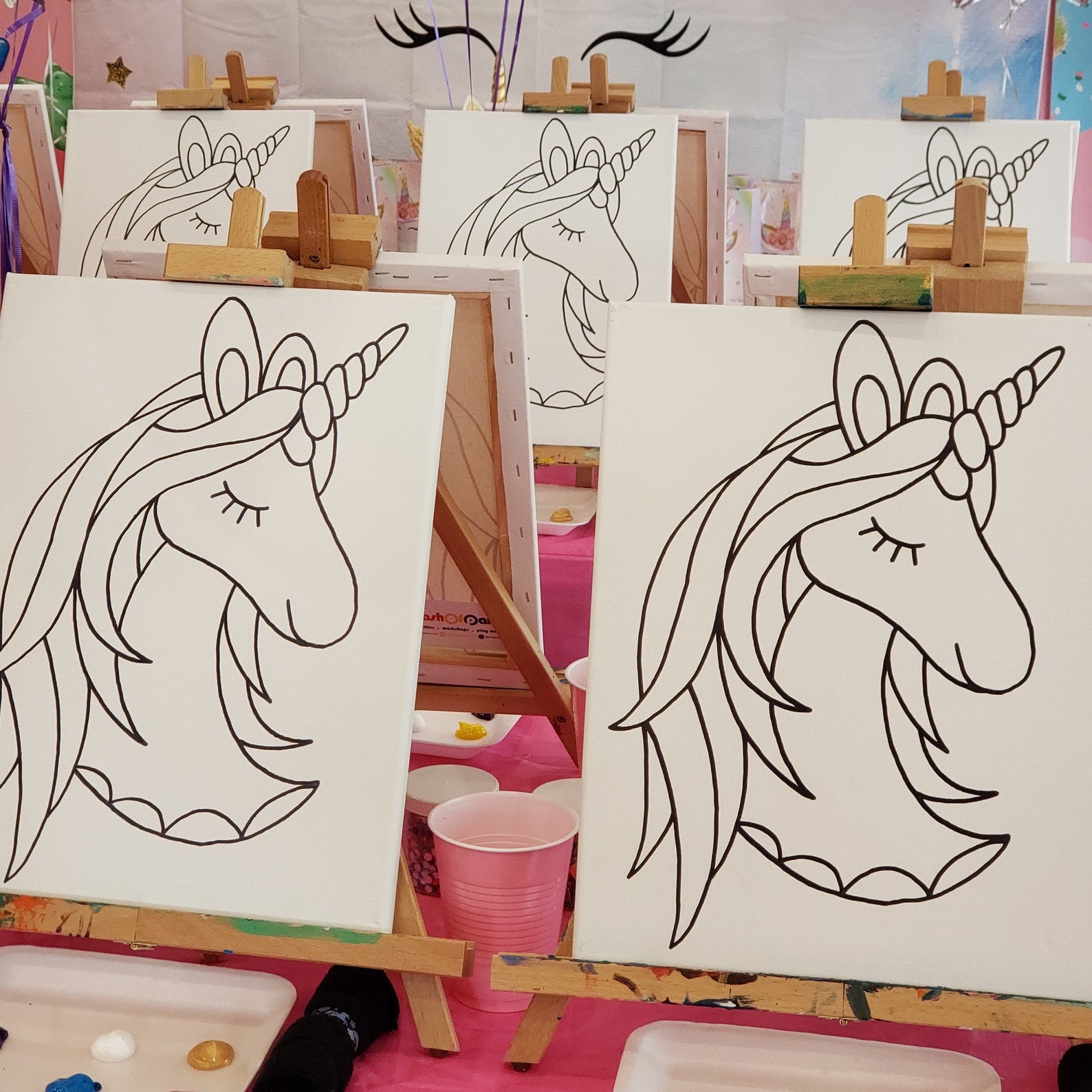 Kids Predrawn Canvas Outlined Sketch, Presketched DIY Paint Sip Party ...