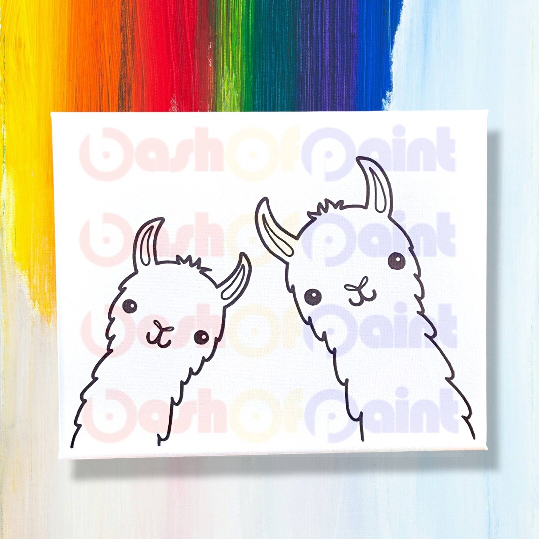 Llama Pre-drawn Canvas, DIY Paint Party Kit - Etsy
