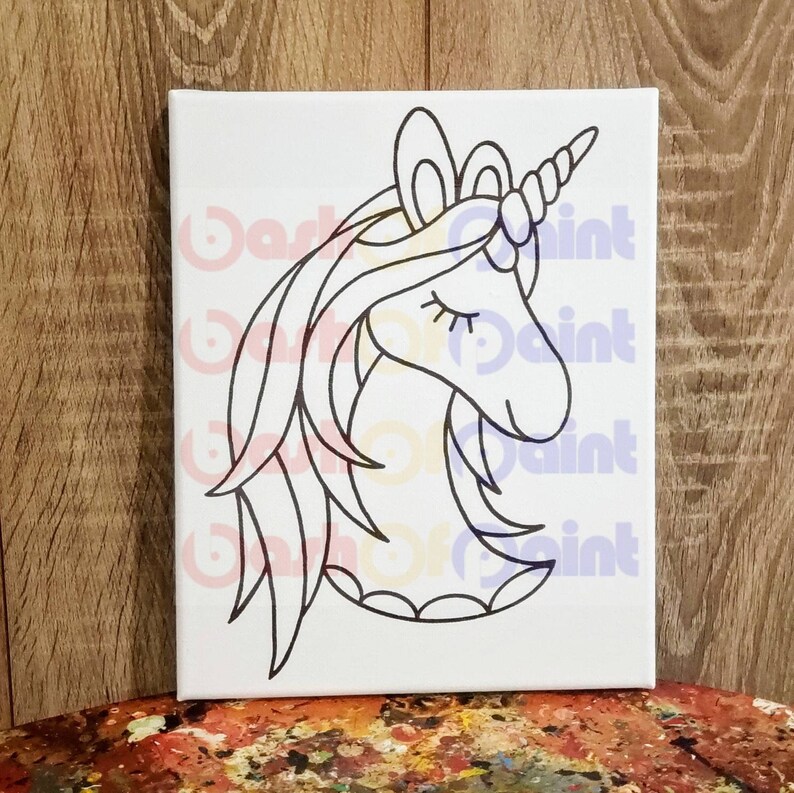 Kids Predrawn Canvas Outlined Sketch, Presketched DIY Paint Sip Party ...