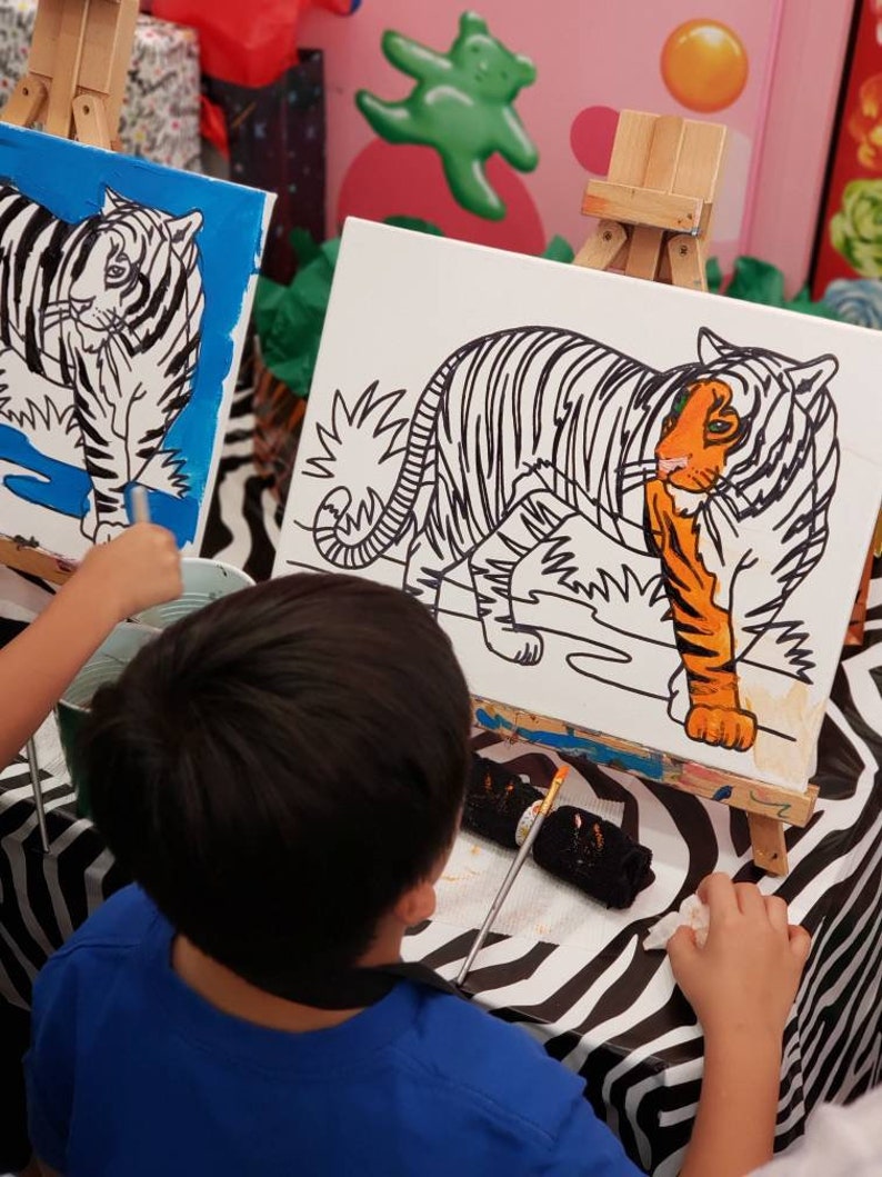 Tiger Predrawn Canvas/paint Kit Available/jungle Animals - Etsy