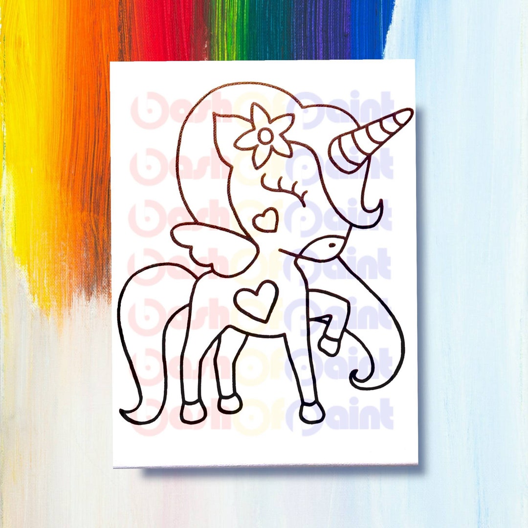 Kids Predrawn Canvas Sketch Outline Pre-sketched DIY Paint - Etsy
