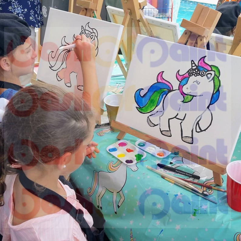 Kids Predrawn Canvas Outlined Sketch, Presketched DIY Paint Sip Party ...