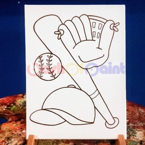 Baseball Predrawn Canvas Outlined Sketch, Presketched Drawing, DIY Sip ...