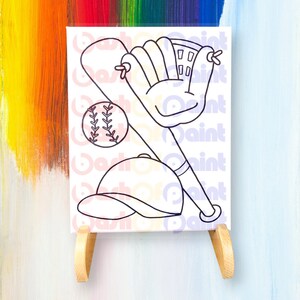 Baseball Predrawn Canvas Outlined Sketch, Presketched Drawing, DIY Sip ...