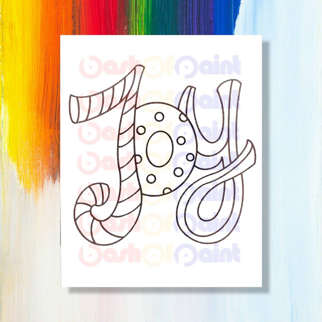Holiday Joy Predrawn Canvas Outline Sketch, DIY Paint Sip Party ...
