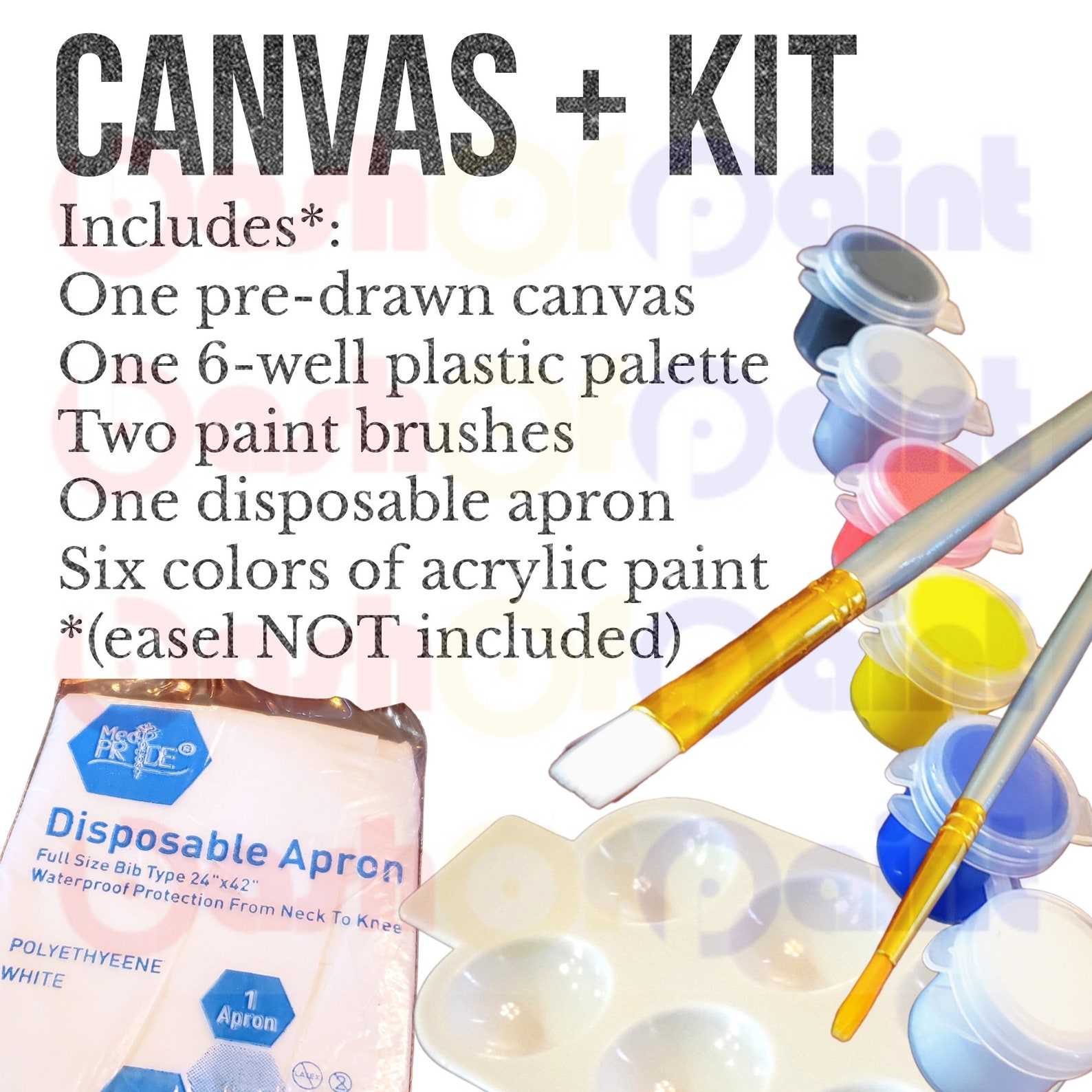 Cheer Megaphone Pom Pom Predrawn Canvas Outline Sketch, Kid Art Paint ...