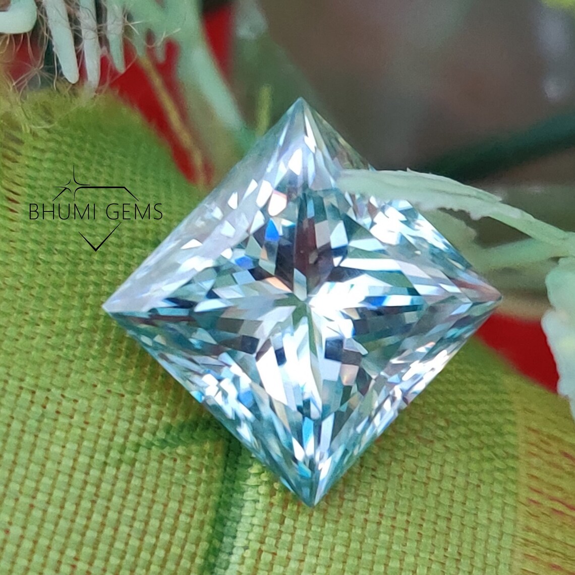 1CT-40CT Light Blue Princess Cut VVS1 Moissanite Loose Diamond | Etsy