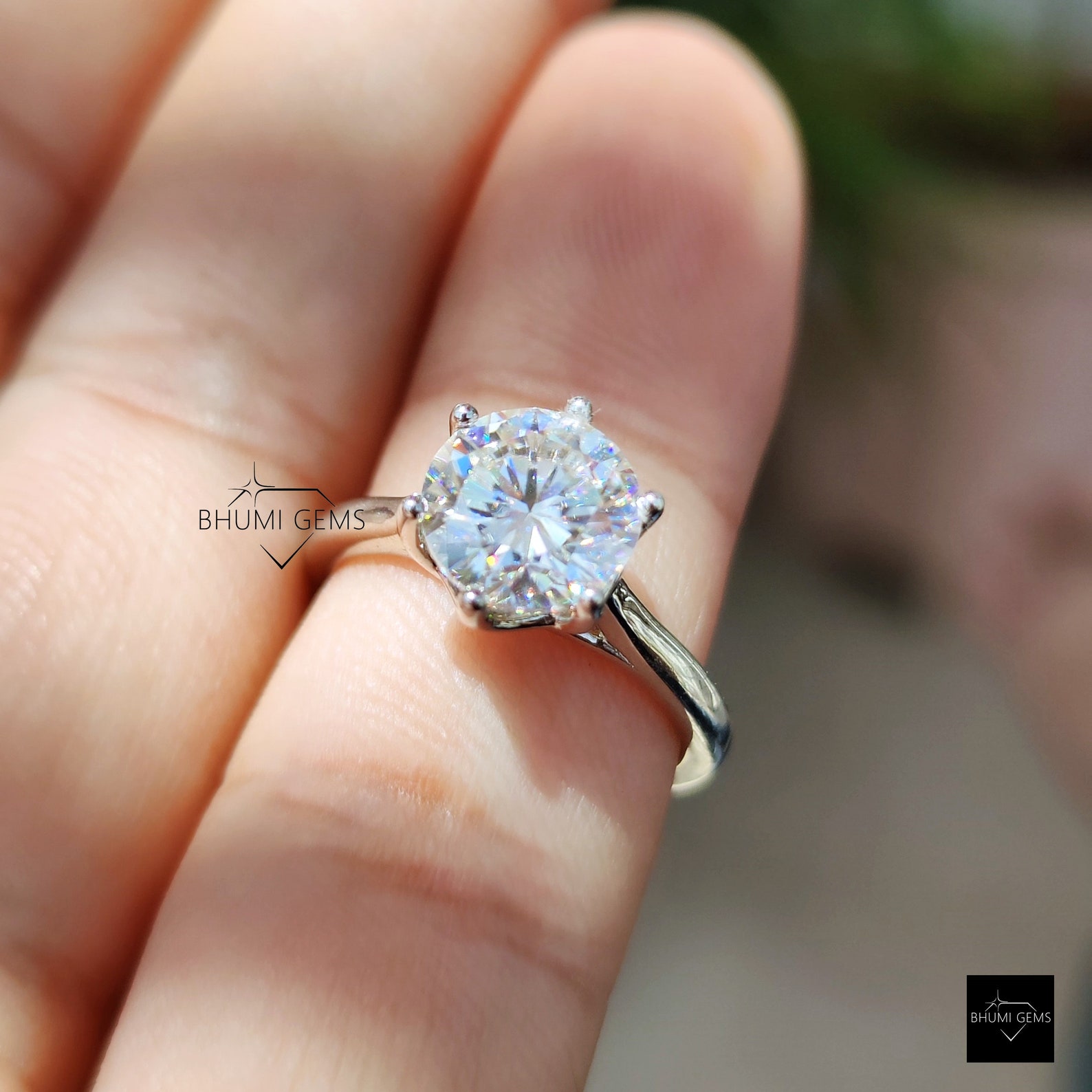 Classic 3 CT Round Moissanite Engagement Ring Round Solitaire - Etsy
