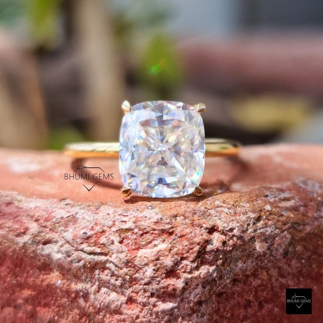 Anillo de compromiso de Moissanite con cojín alargado de 2 CT, regalos ...