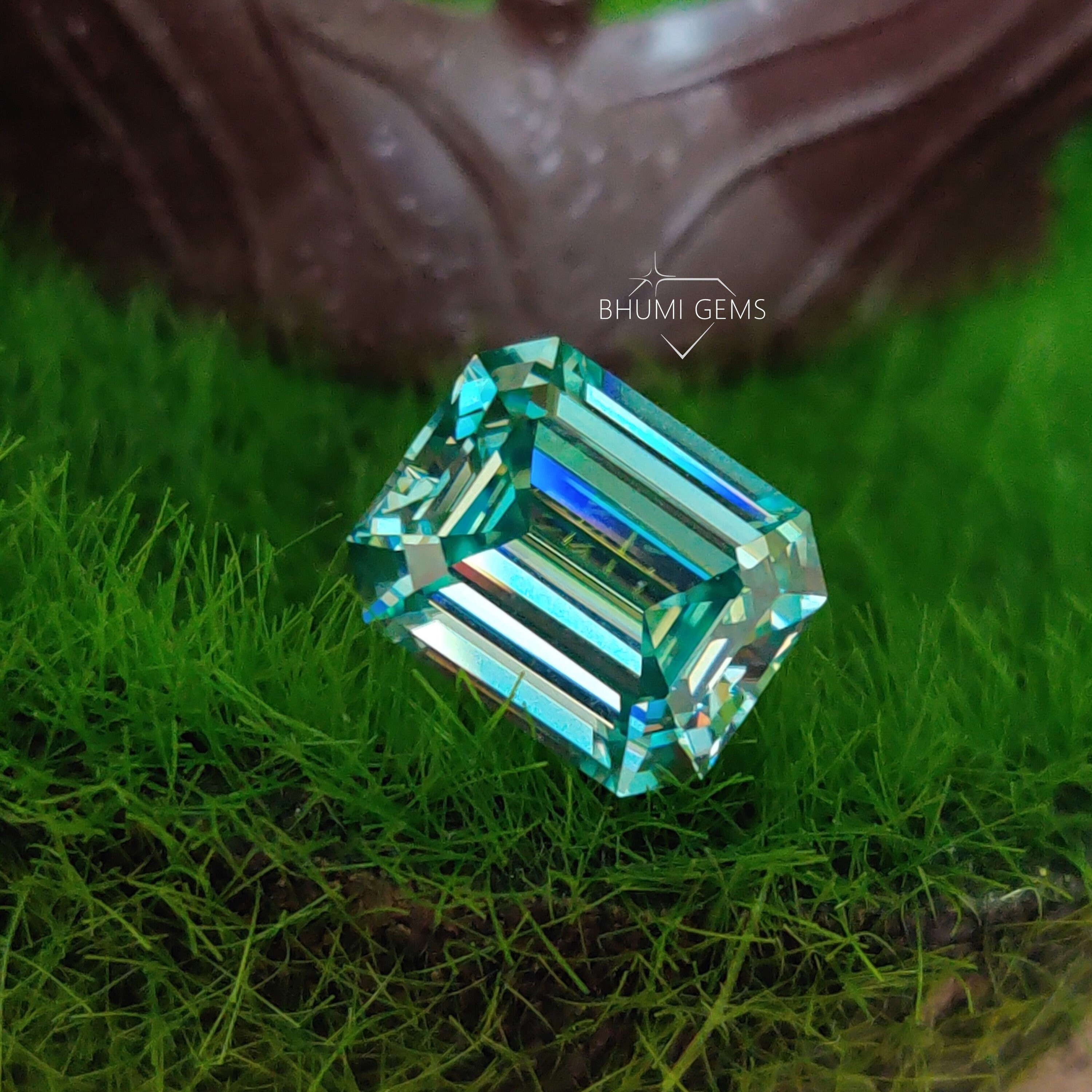 Blue Emerald Cut Loose Moissanite Diamond Loose Gemstone - Etsy
