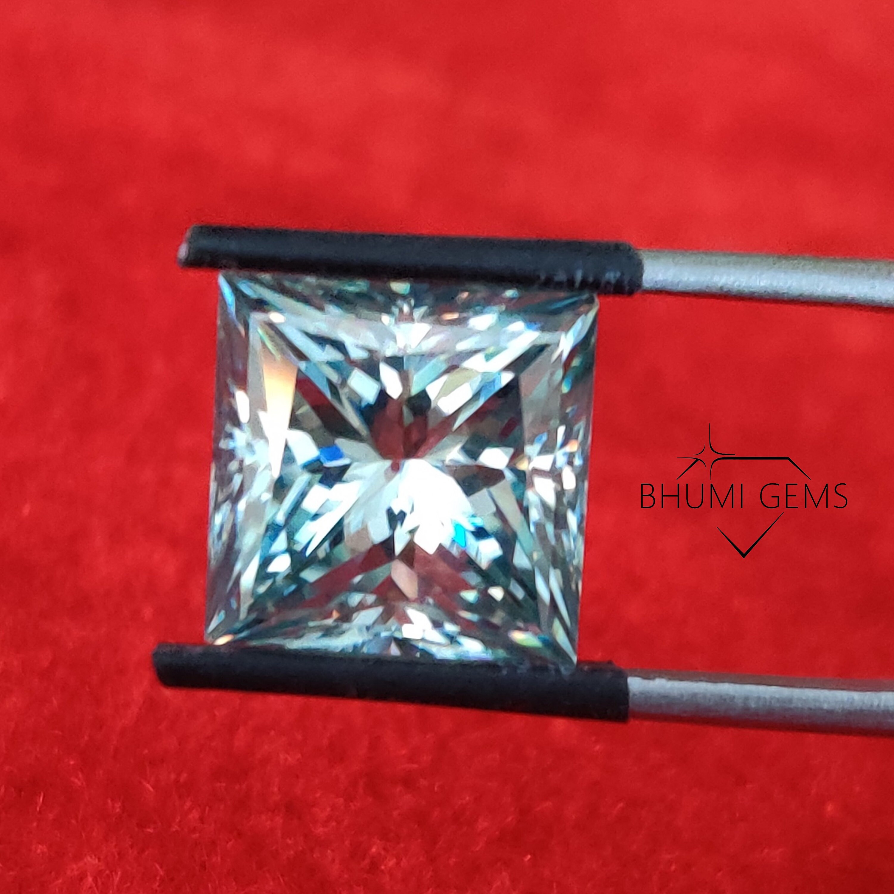 1CT-40CT Light Blue Princess Cut VVS1 Moissanite Loose Diamond | Etsy