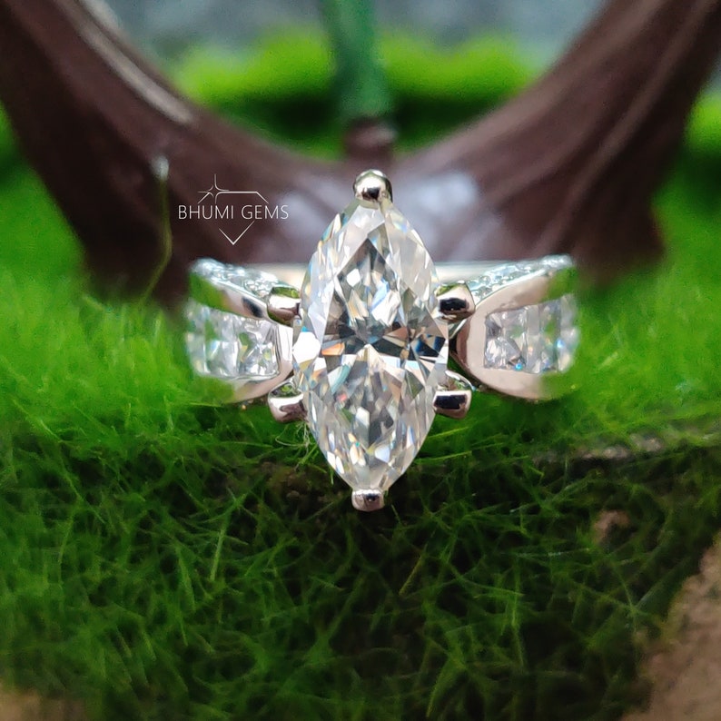 3CT Marquise Cut Moissanite Engagement Ring Wedding Ring - Etsy 3CT Marquise Cut Moissanite Engagement Ring Wedding Ring - Etsy