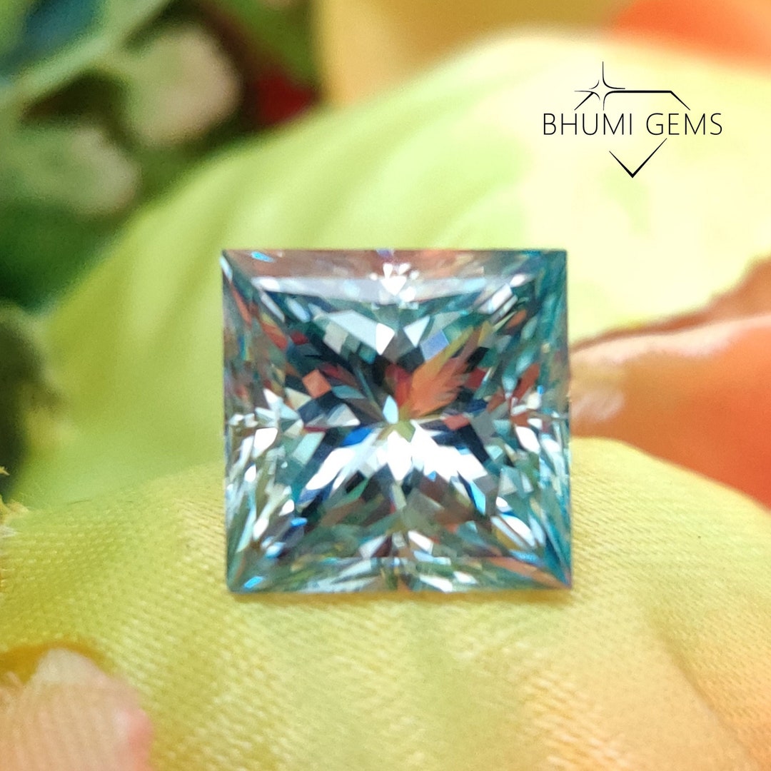 1CT-40CT Light Blue Princess Cut VVS1 Moissanite Loose Diamond Loose ...