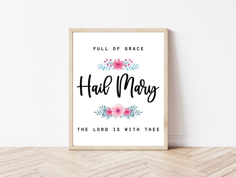 Hail Mary Catholic Prayer | Hail Mary Printable | Catholic Mary Gift ...