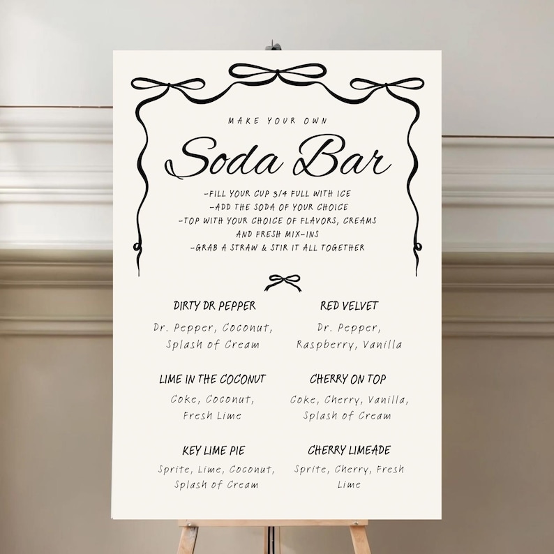 Soda Bar Instructions and Recipes Sign Digital Download -CUSTOMIZABLE ...
