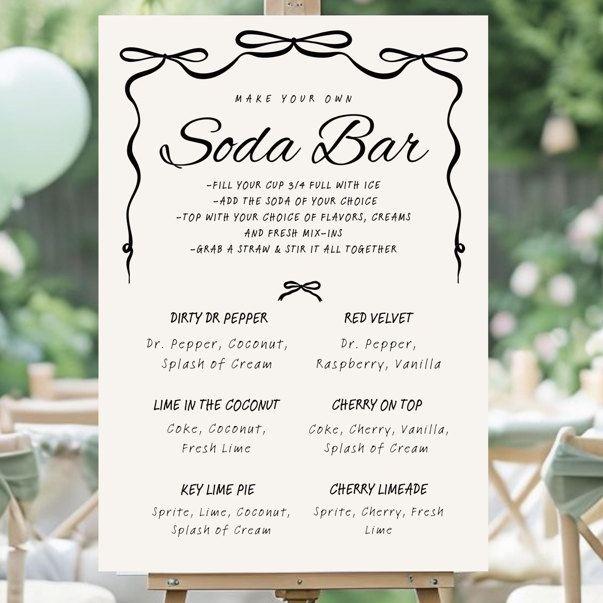 Soda Bar Instructions and Recipes Sign Digital Download -CUSTOMIZABLE ...