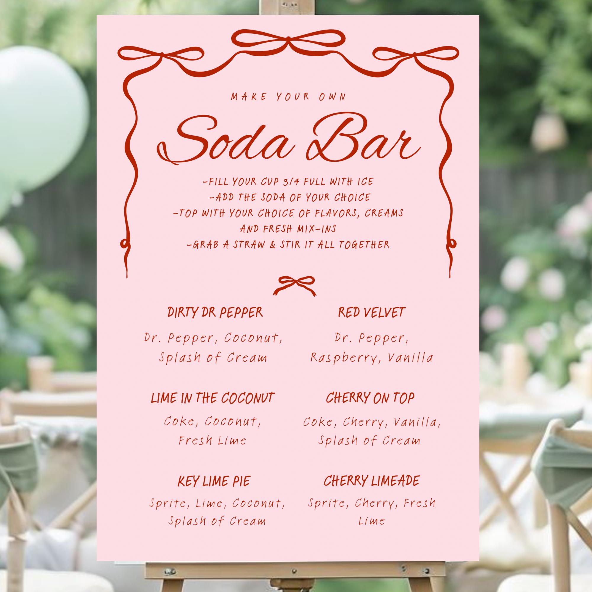 Soda Bar Instructions and Recipes Sign Digital Download - CUSTOMIZABLE ...