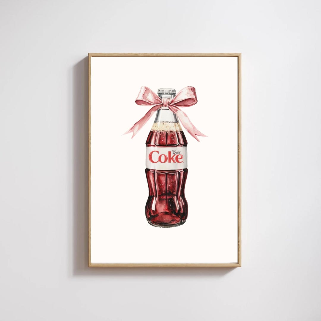 Vintage Diet Coke Bottle Art Print: Retro Kitchen Decor (digital ...