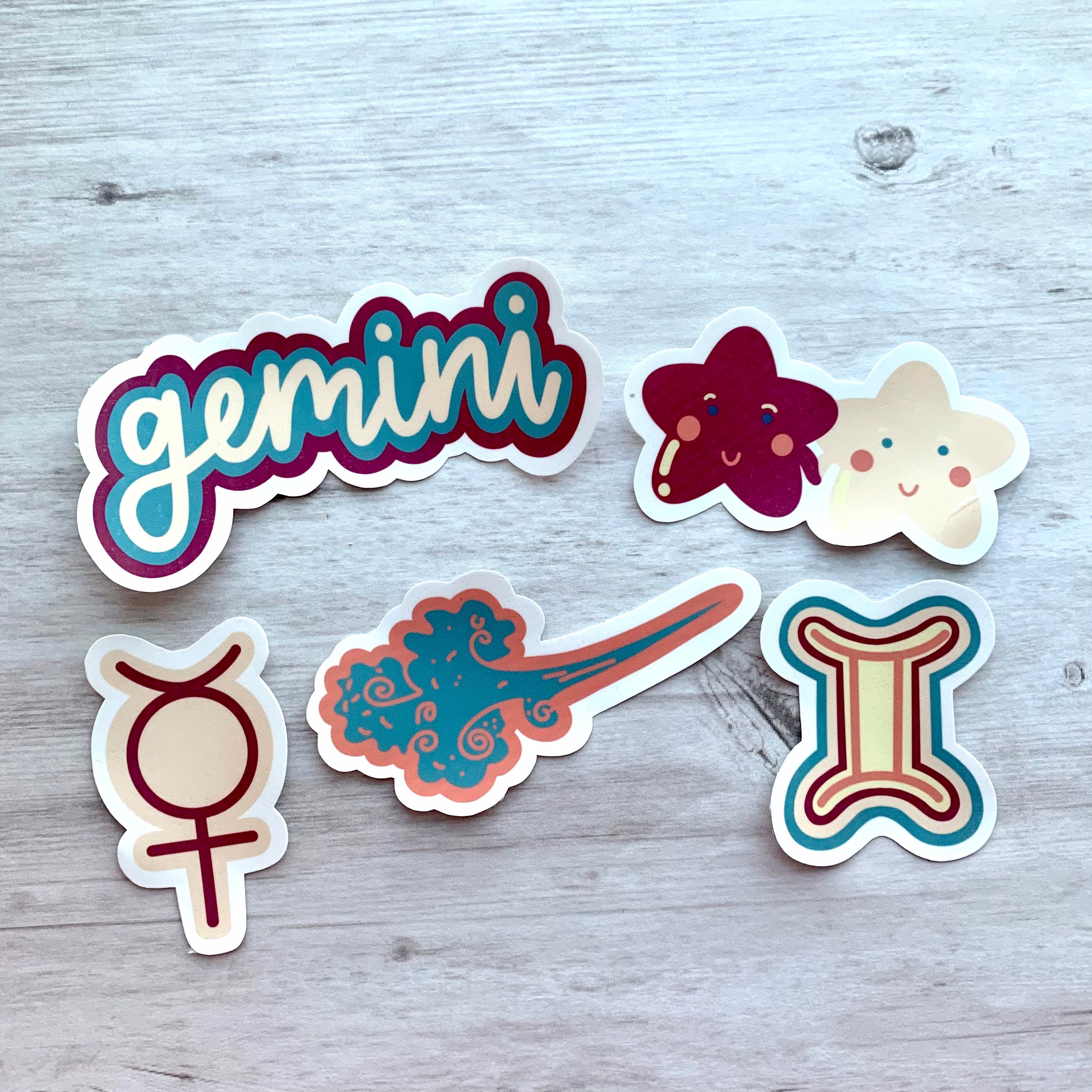 Gemini Stickers Gemini Sticker Pack Zodiac Stickers | Etsy