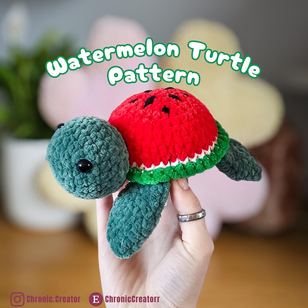 Watermelon Turtle Crochet Pattern PDF | Cute Summer Amigurumi Turtle ...