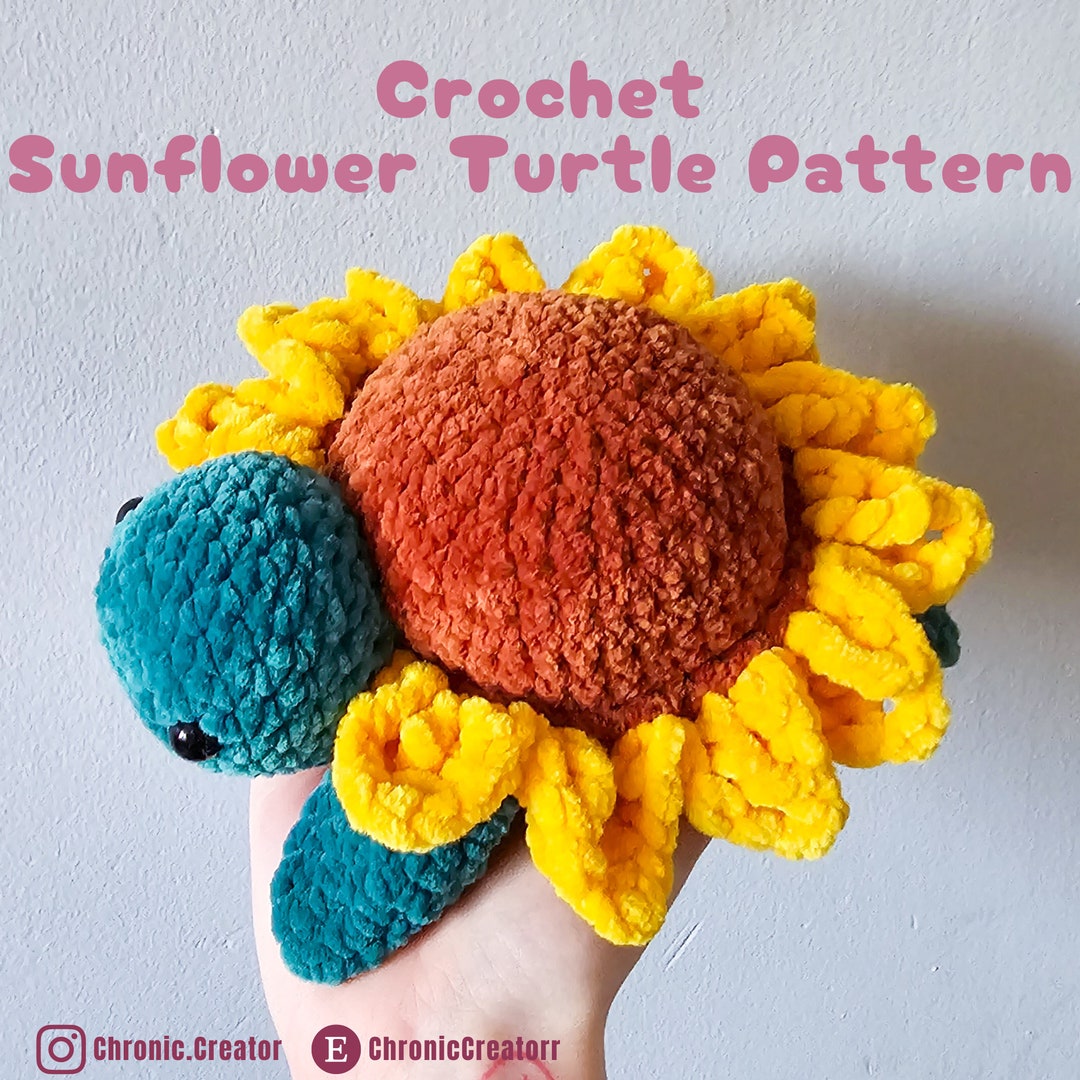 Fun and Happy Sunflower Turtle Pattern Make Your Own Crochet Turtle ...