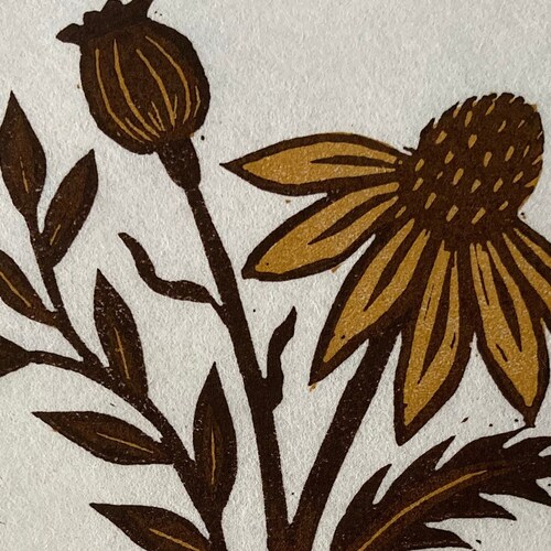 Lea Original Linocut Print Floral Wall Art Hand Printed - Etsy